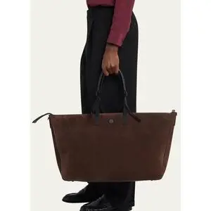 Moncler Carlo Suede Leather-trim Weekender Duffel Bag