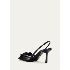 Prada 75mm Modellerie Bow Mesh Slingback Pumps