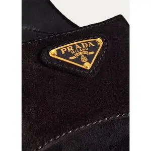Prada 65mm Triangle Logo Suede Block-heel Sandals - Nero