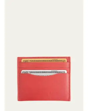ROYCE NEW YORK Personalized Leather Rfid Blocking Minimalist Card Case Red