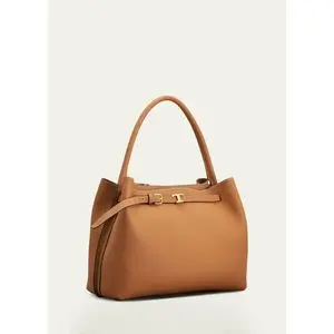 TOD'S Small Timeless T Belted Leather Shoulder Bag - Brown
