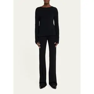 THE ROW Omiko Cotton-linen Knit Long-sleeve Top