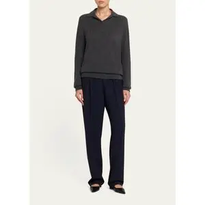 THE ROW Oashi Cashmere Knit Polo Top