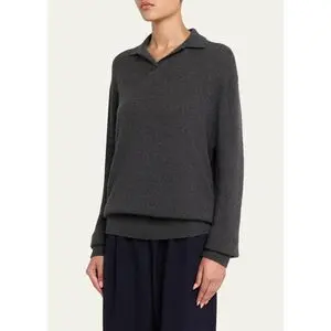 THE ROW Oashi Cashmere Knit Polo Top