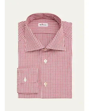 Kiton Cotton Micro-check Dress Shirt - Red