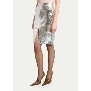 Saint Laurent Metallic Leather Pencil Skirt