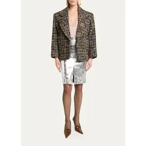 Saint Laurent Metallic Leather Pencil Skirt