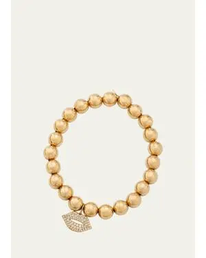 SYDNEY EVAN 14k Diamond Medium Lips Charm On Gold Stretch Bracelet - Multi