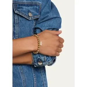 SYDNEY EVAN 14k Diamond Medium Lips Charm On Gold Stretch Bracelet