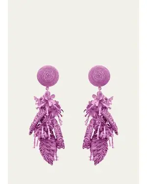 Oscar De La Renta Raffia Tassel Bouquet Clip-on Earrings - Violet