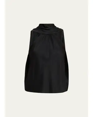 Simkhai Bella Sleeveless Satin Cape Top