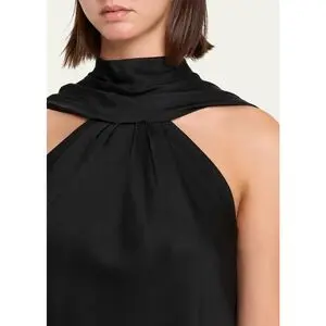 Simkhai Bella Sleeveless Satin Cape Top