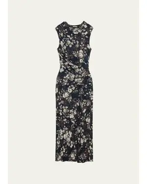 Simkhai Acacia Draped Jersey Midi Dress - Black Multi