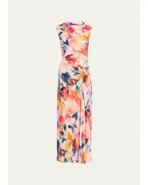 Simkhai Acacia Draped Jersey Midi Dress - Daisy Multi