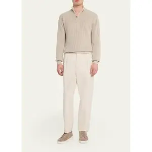 Fioroni Ribbed-knit Cotton Half-zip Sweater - Tan