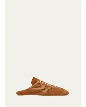 Dries Van Noten Suede & Leather Sneaker-style Slippers - Cognac