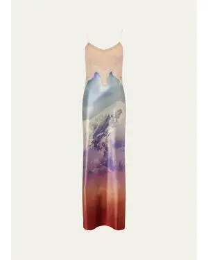 Gabriela Hearst X Paul Smith Adolphine Mixed-media Slip Dress - Mountain