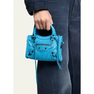Balenciaga Le City Nano Leather Top-handle Bag - Bleu
