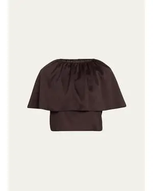 Vince Plissé Satin Cape Top