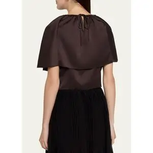 Vince Plissé Satin Cape Top