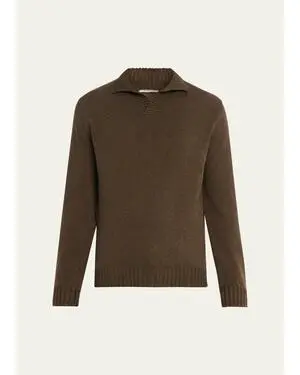 Fioroni Cotton Johnny Collar Polo Sweater - Eleph