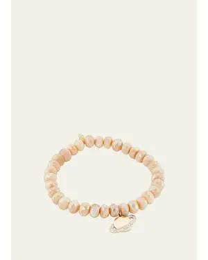 SYDNEY EVAN 14k Yellow Gold, Sand Moonstone & 0.11 Tcw Diamond Beaded Bracelet - Multi