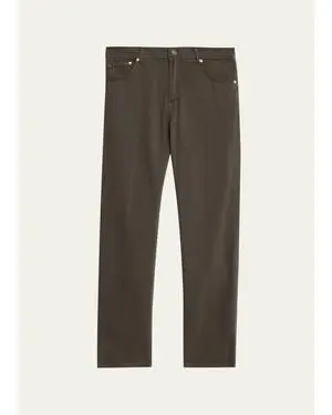 Kiton Cotton And Cashmere Stretch Slim Straight Five-pocket Pants - Midnight/d