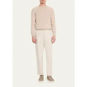 Fioroni Sweatshirt-style Cashmere Crewneck Sweater - Tan