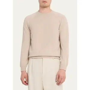 Fioroni Sweatshirt-style Cashmere Crewneck Sweater - Tan