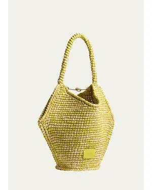 Khaite Lotus Mini Raffia Top-handle Bag - Citron