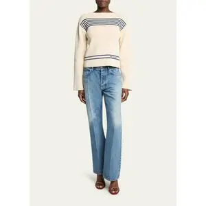 Balenciaga Mariniere Striped Cotton Knit Boat-neck Sweater