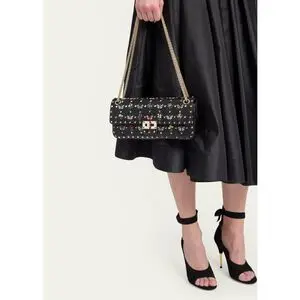 Valentino Garavani Embroidered Quilted Leather Shoulder Bag