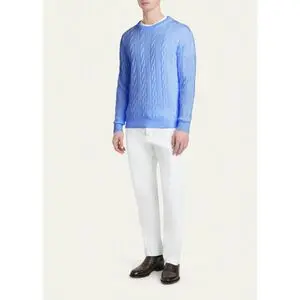 Kiton 3-ply Cashmere Cable Knit Crewneck Sweater