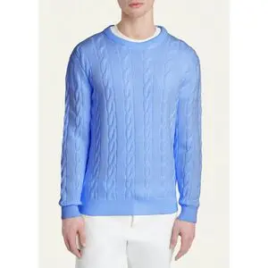 Kiton 3-ply Cashmere Cable Knit Crewneck Sweater