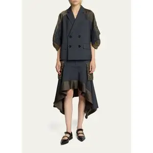 Sacai Mixed-media Handkerchief Midi Cargo Skirt