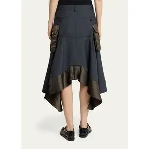 Sacai Mixed-media Handkerchief Midi Cargo Skirt