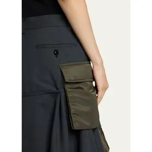 Sacai Mixed-media Handkerchief Midi Cargo Skirt