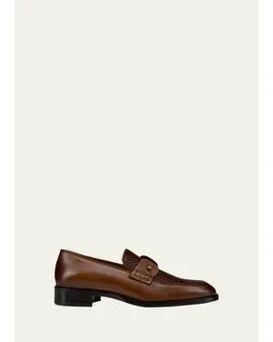 CHRISTIAN LOUBOUTIN Chambelimoc Woven Leather Boat Shoes