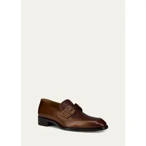CHRISTIAN LOUBOUTIN Chambelimoc Woven Leather Boat Shoes