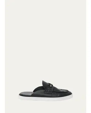 CHRISTIAN LOUBOUTIN Chanme Leather Slides - Black