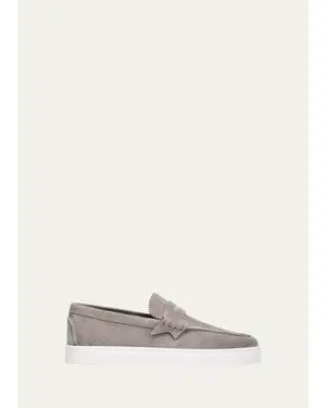 CHRISTIAN LOUBOUTIN The Harold I Flat Leather Red-sole Boat Shoes - Phantom Gr