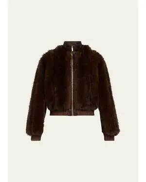 Zimmermann Valiant Faux Fur Bomber Jacket - Brown