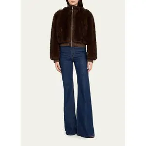 Zimmermann Valiant Faux Fur Bomber Jacket - Brown
