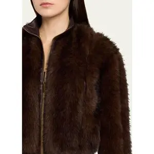 Zimmermann Valiant Faux Fur Bomber Jacket - Brown