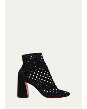 CHRISTIAN LOUBOUTIN 85mm Jane Woven Silk Booties