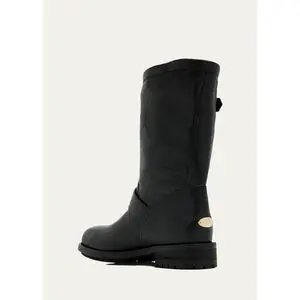 JIMMY CHOO Biker Mid Leather Mid-calf Boots - Black