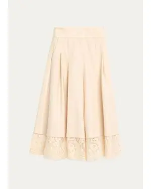 Zimmermann Valiant Lace-hem Stretch-wool Skirt