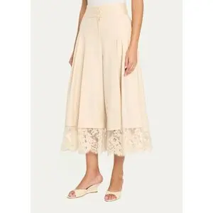 Zimmermann Valiant Lace-hem Stretch-wool Skirt