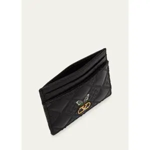 Valentino Garavani Leather Vlogo Butterfly Card Holder
