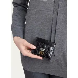 Valentino Garavani Leather Vlogo Butterfly Card Holder